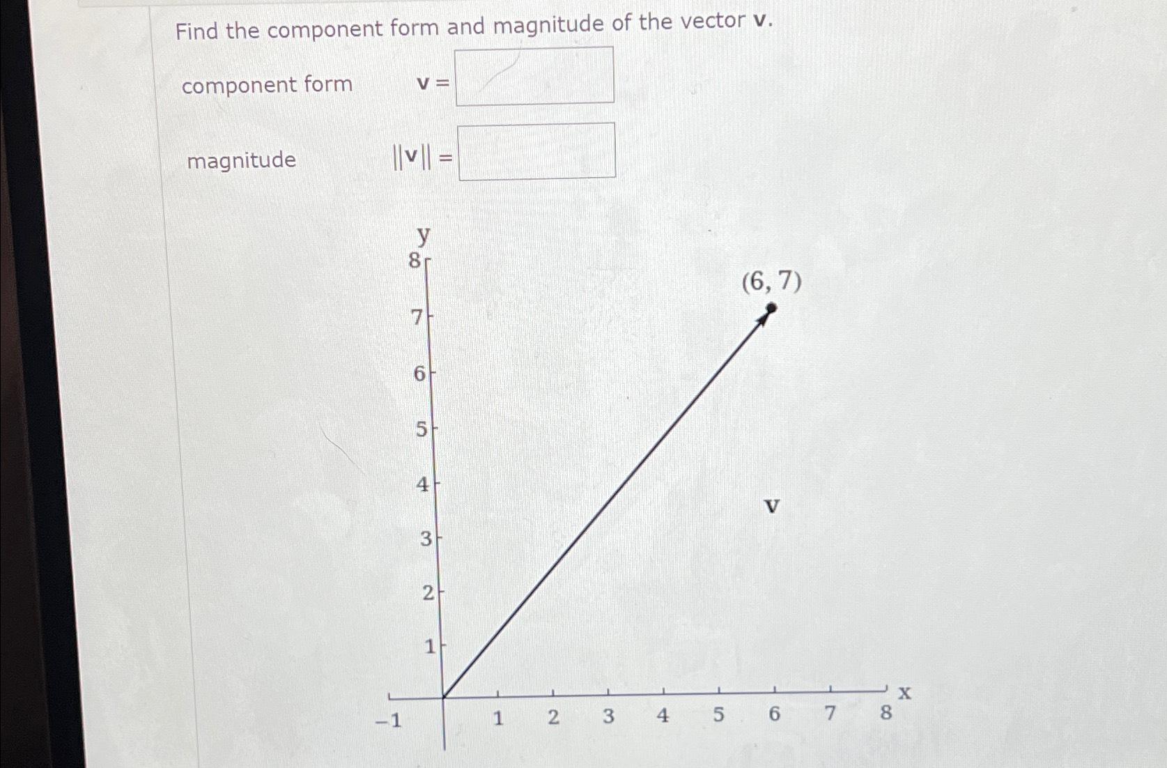 Solved Find the component form and magnitude of the vector | Chegg.com
