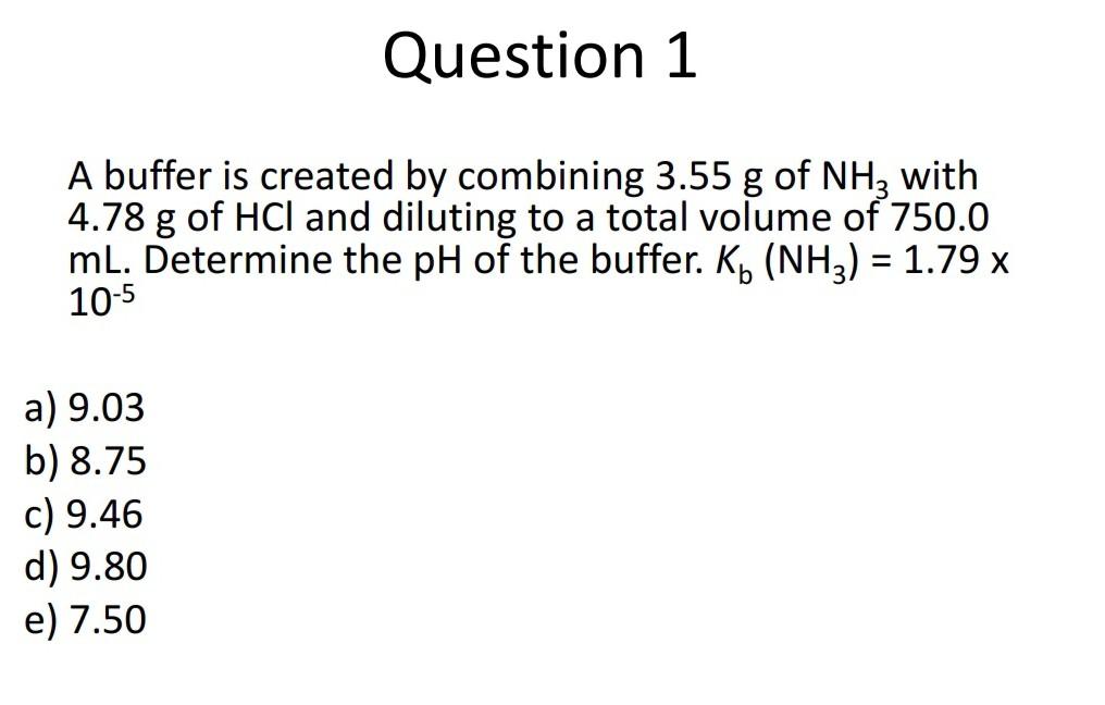 Solved A buffer is created by combining 3.55 g of NH3 with | Chegg.com