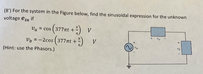 Solved (8') ﻿For the system in the Figure below, find the | Chegg.com