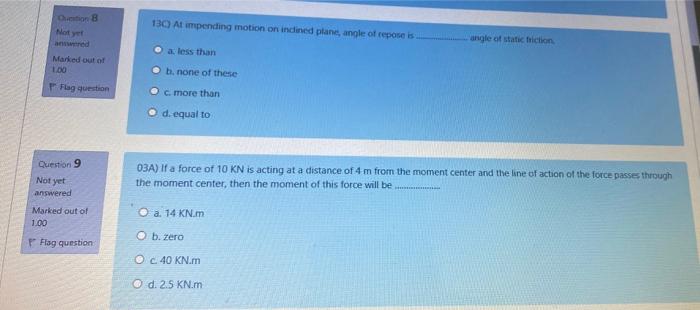 Solved Criation 3 130 At impending motion on indined plane, | Chegg.com