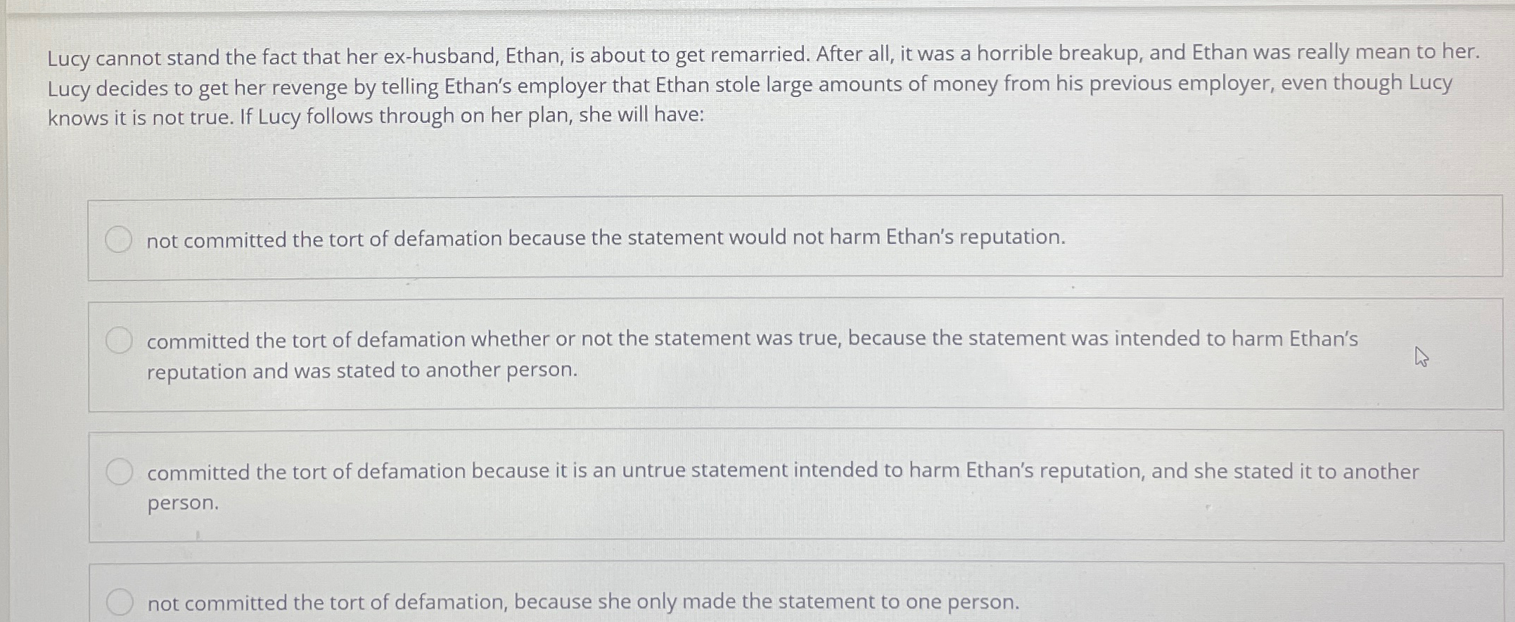 Solved Lucy cannot stand the fact that her ex-husband, | Chegg.com