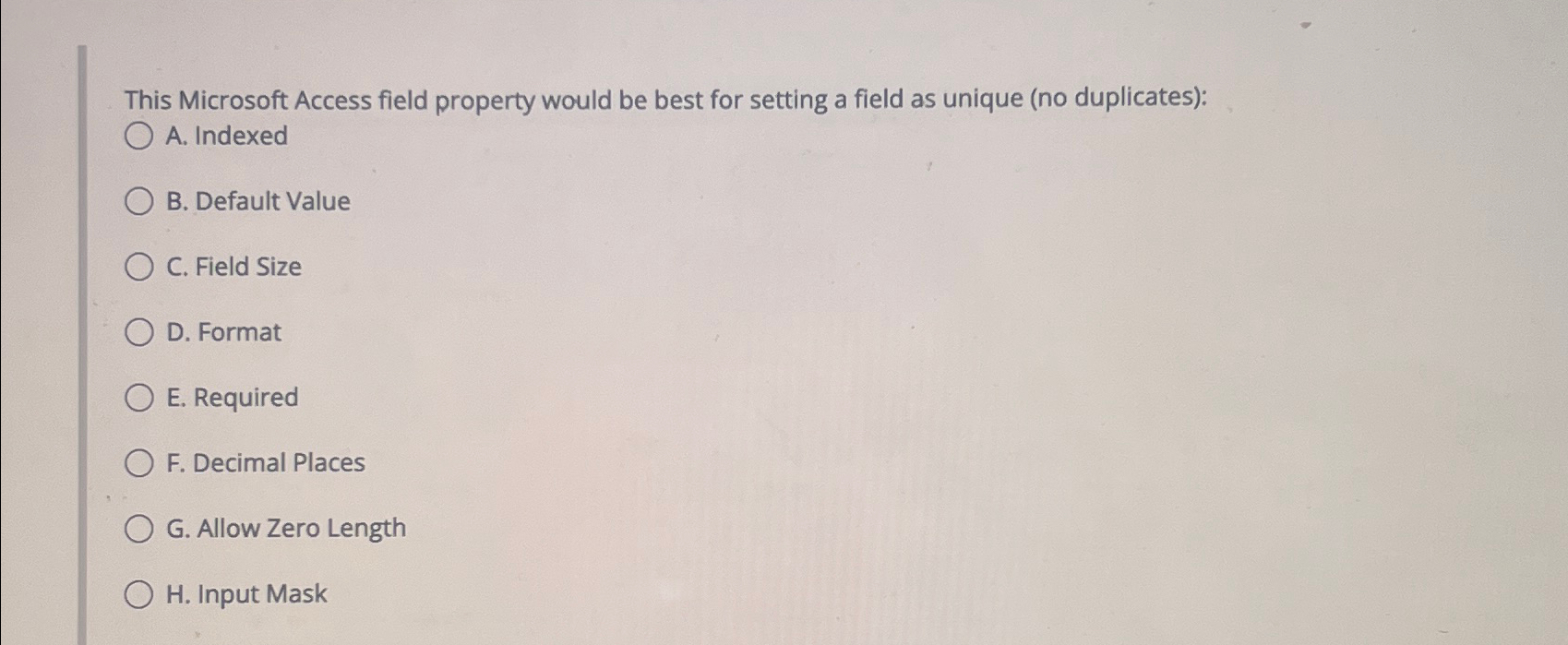 Solved This Microsoft Access field property would be best | Chegg.com