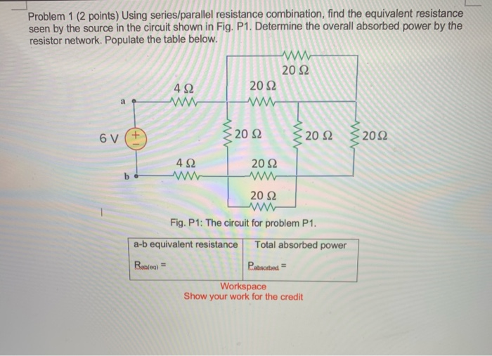 Solved Problem 1 2 Points Using Series Parallel Resistance