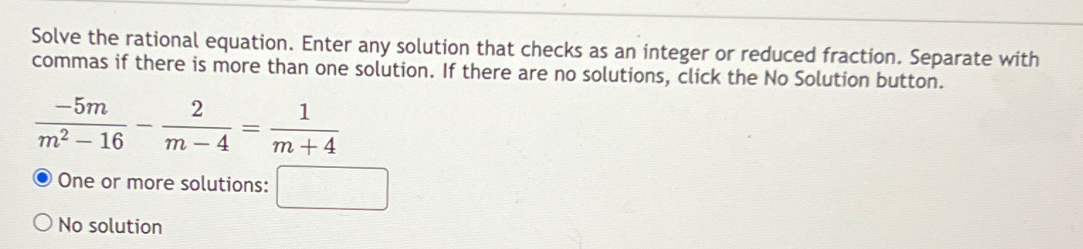 Solved Solve the rational equation. Enter any solution that | Chegg.com
