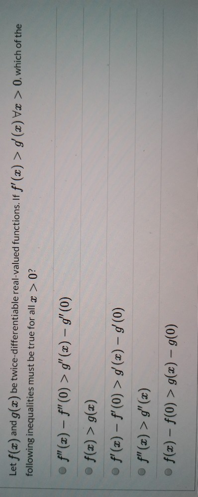 Solved Let f(x) and g(x) be twice-differentiable real-valued | Chegg.com