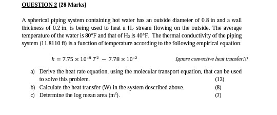 Solved QUESTION 2 [28 Marks] A spherical piping system | Chegg.com