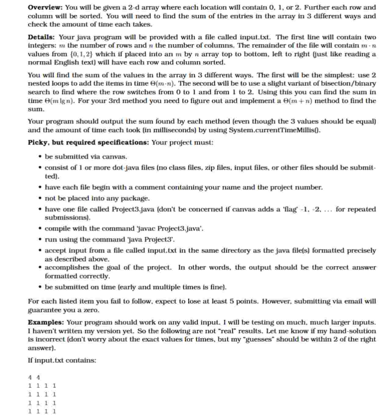 Solved Overview: You will be given a 2-d array where each | Chegg.com