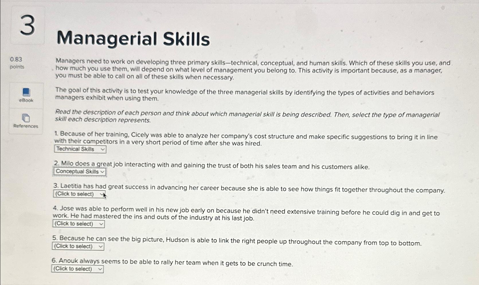 Solved Managerial Skills0.83 | Chegg.com