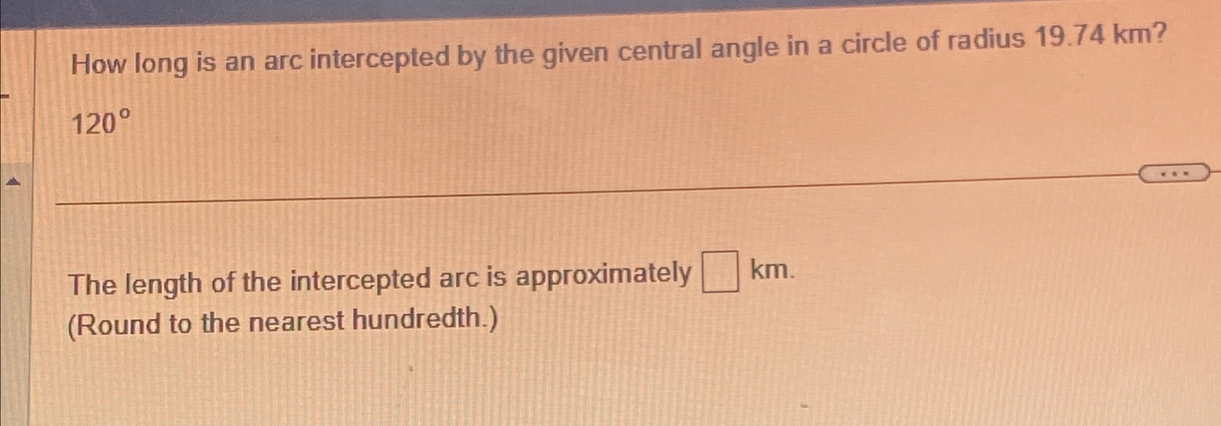 How long is an arc intercepted by the given central | Chegg.com