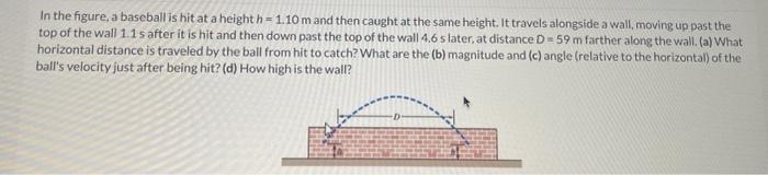 Solved In the figure, a baseball is hit at a height h=1.10 m | Chegg.com