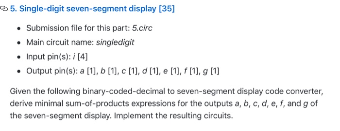 Solved 5. Single-digit seven-segment display [35] • | Chegg.com