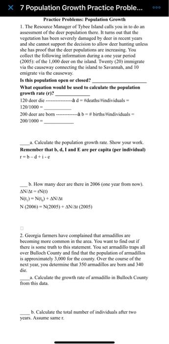 Practice Problems: Population Growth 1. The Resource | Chegg.com