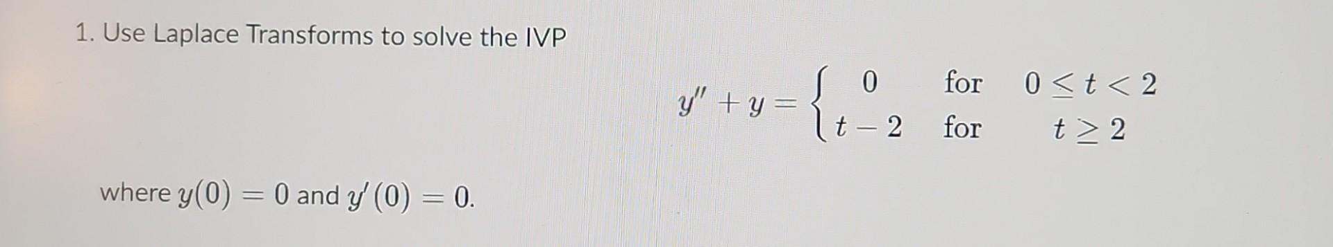 Solved 1. Use Laplace Transforms to solve the IVP | Chegg.com