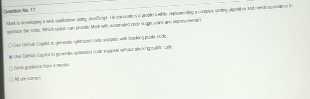 Solved Question No. 17Mark is developing a web application | Chegg.com