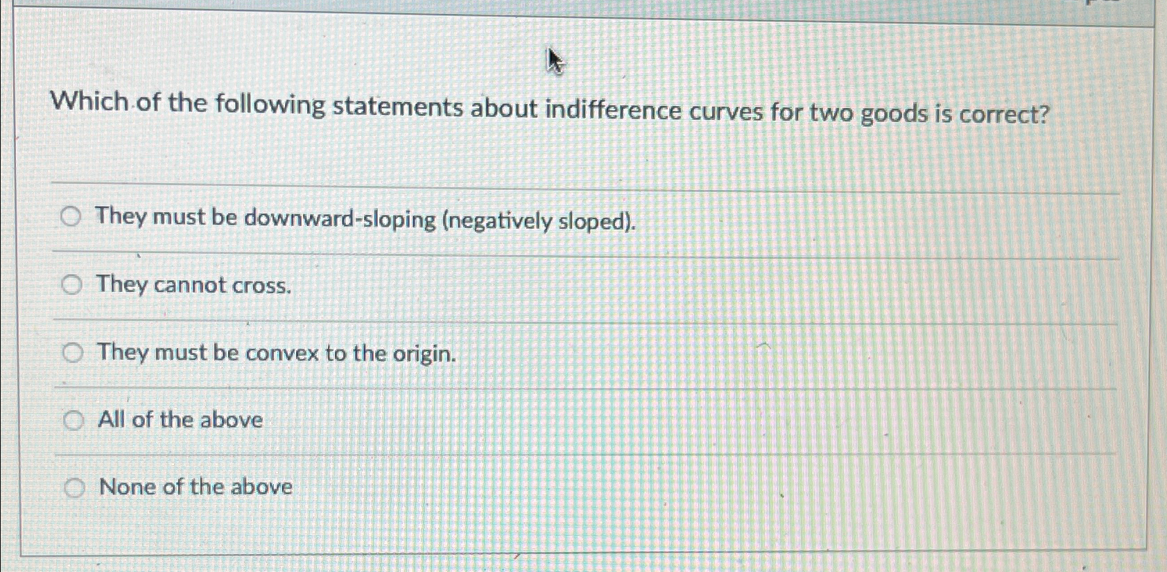 Solved Which of the following statements about indifference | Chegg.com