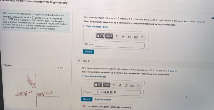 Solved Ing Vector Components with Trigonometry Olen a vector | Chegg.com