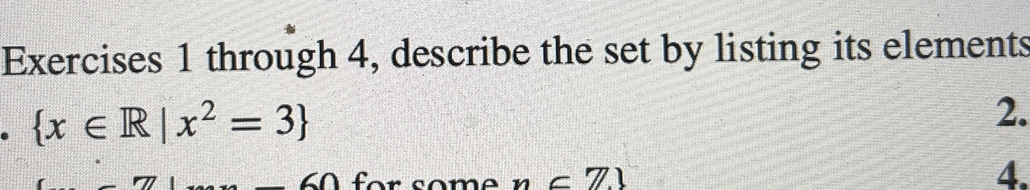 Solved Exercises 1 ﻿through 4, ﻿describe the set by listing | Chegg.com