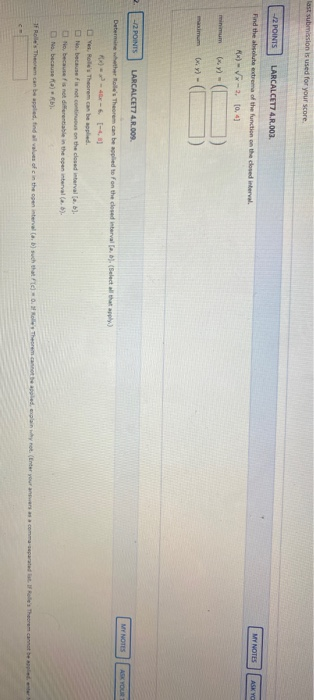 Solved last submission is used for your score -2 POINTS | Chegg.com