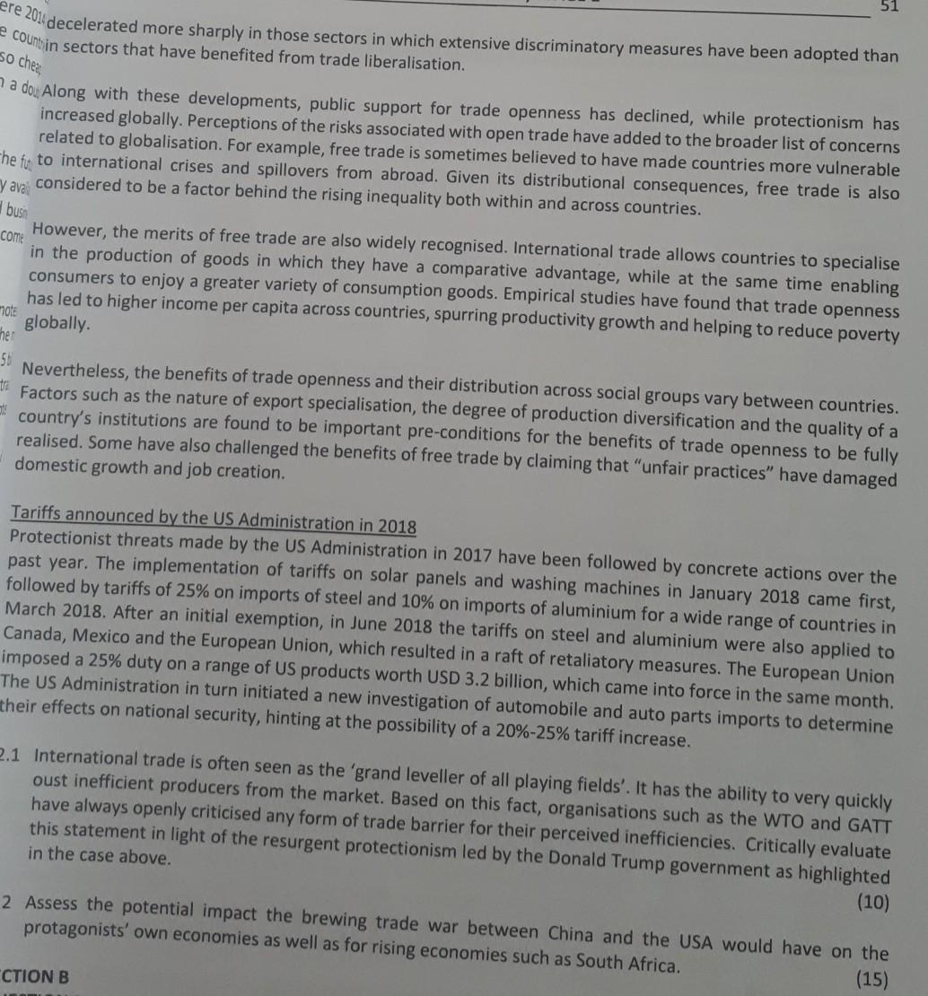 Solved QUESTION 2 THE RISE IN TRADE PROTECTIONISM (25) | Chegg.com