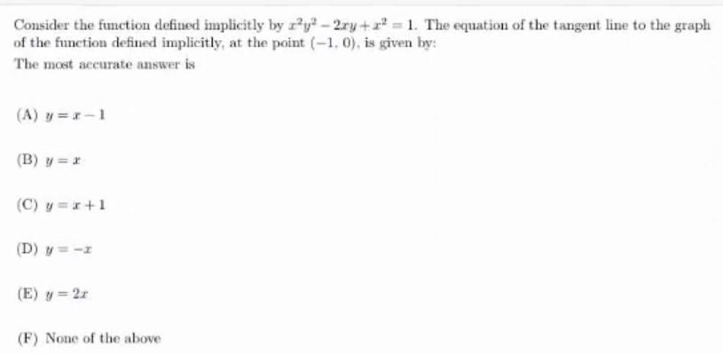 Solved Consider the function defined implicitly by rạy- 2xy | Chegg.com
