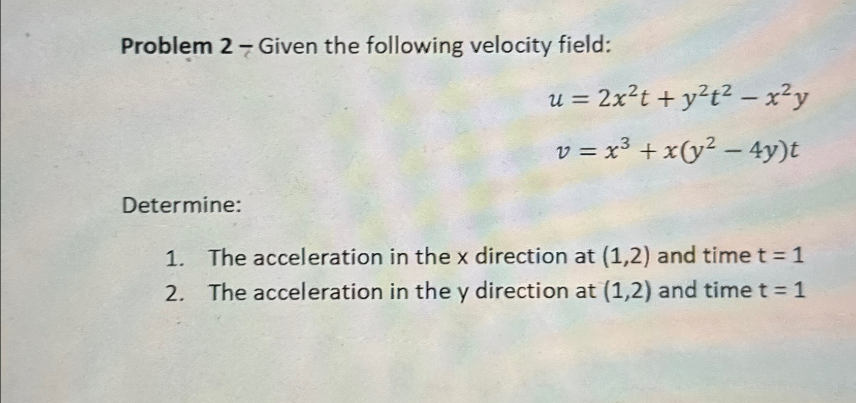 Solved Problem 2 - ﻿Given the following velocity | Chegg.com