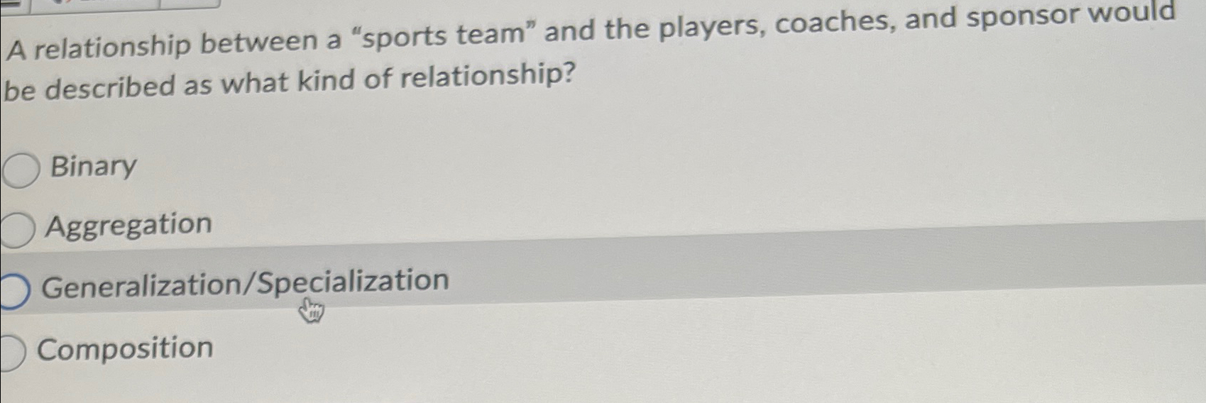 Solved A relationship between a "sports team" and the | Chegg.com