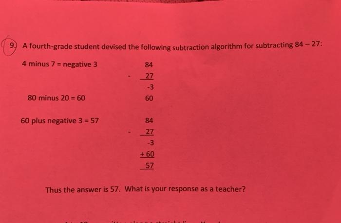 Solved 9. A fourth-grade student devised the following | Chegg.com