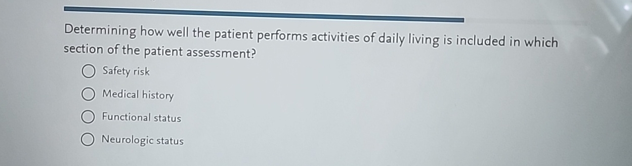 Solved Determining how well the patient performs activities | Chegg.com