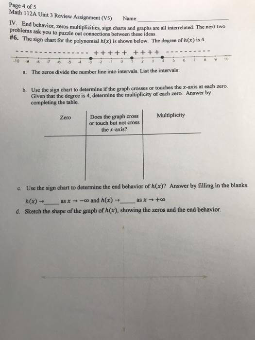 Solved Page 4 of 5 Math 112A Unit 3 Review Assignment (V5) | Chegg.com