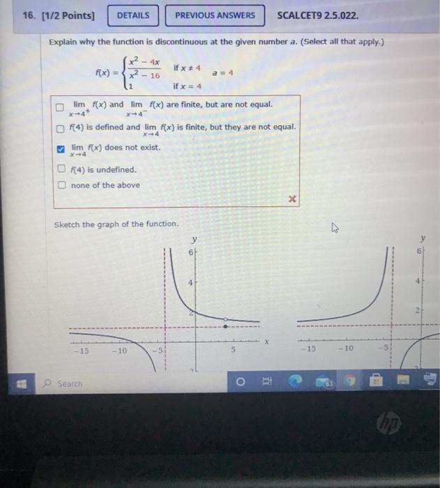 Solved 16. [1/2 Points] DETAILS PREVIOUS ANSWERS SCALCET9 | Chegg.com