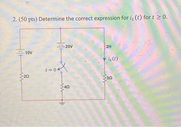 Solved 2. (50pts) Determine the correct expression for iL(t) | Chegg.com