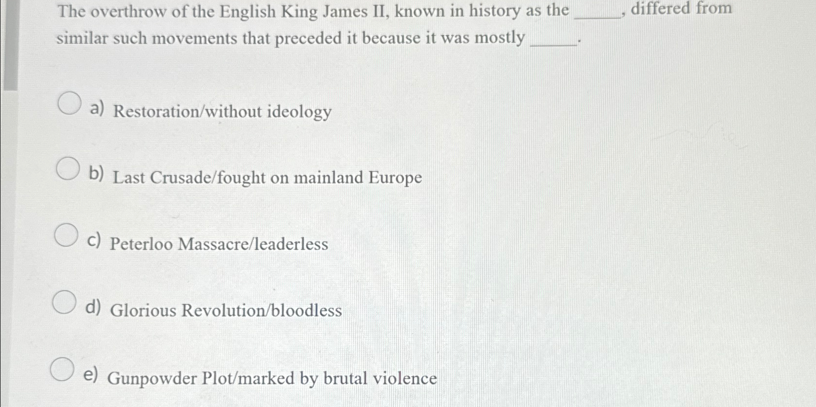 The overthrow of the English King James II, ﻿known in | Chegg.com