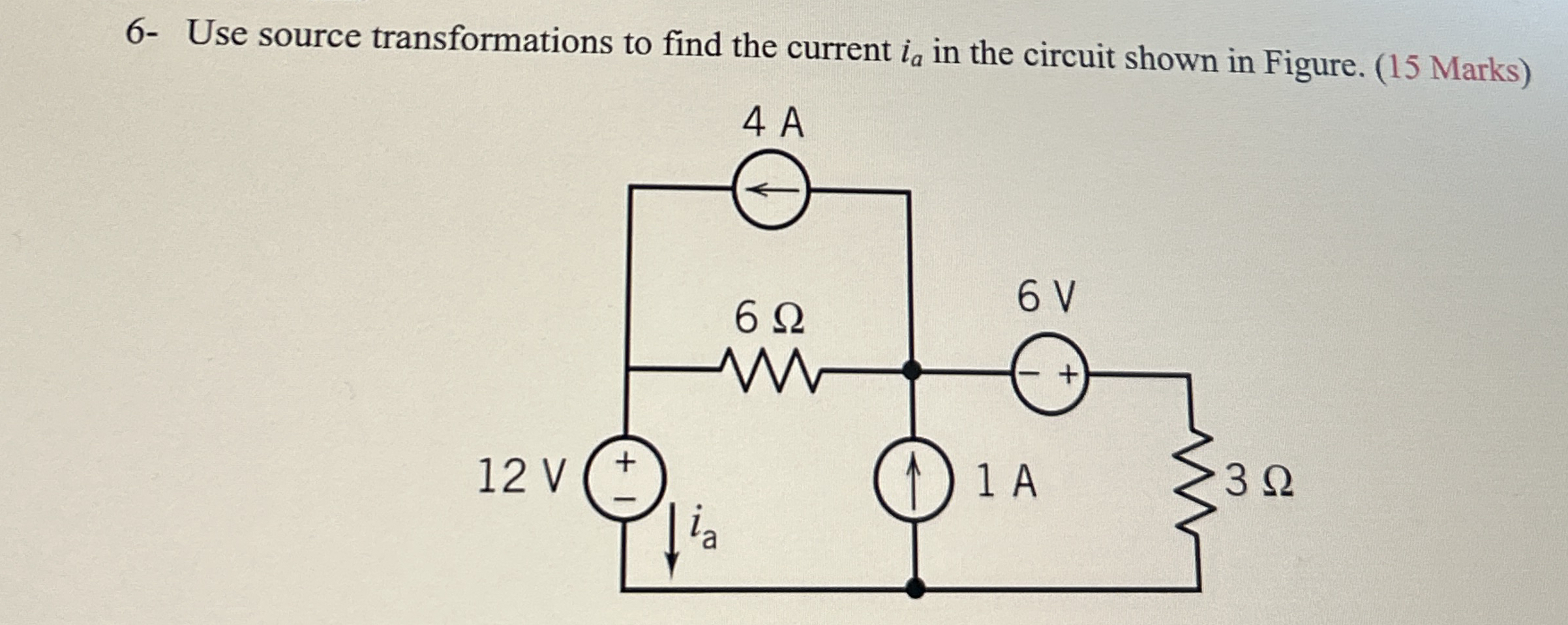 Solved 6- ﻿Use source transformations to find the current ia | Chegg.com