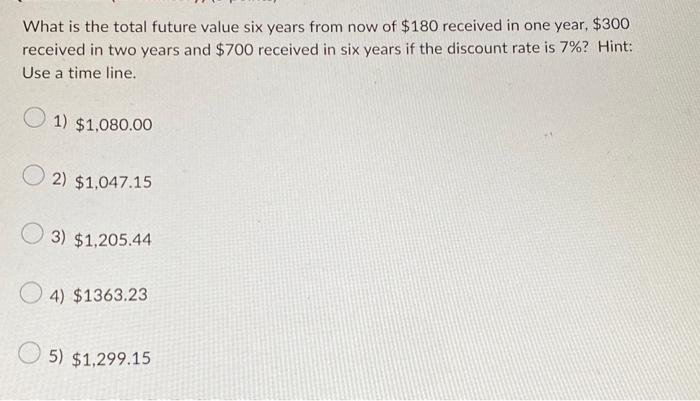 Solved What is the total future value six years from now of | Chegg.com