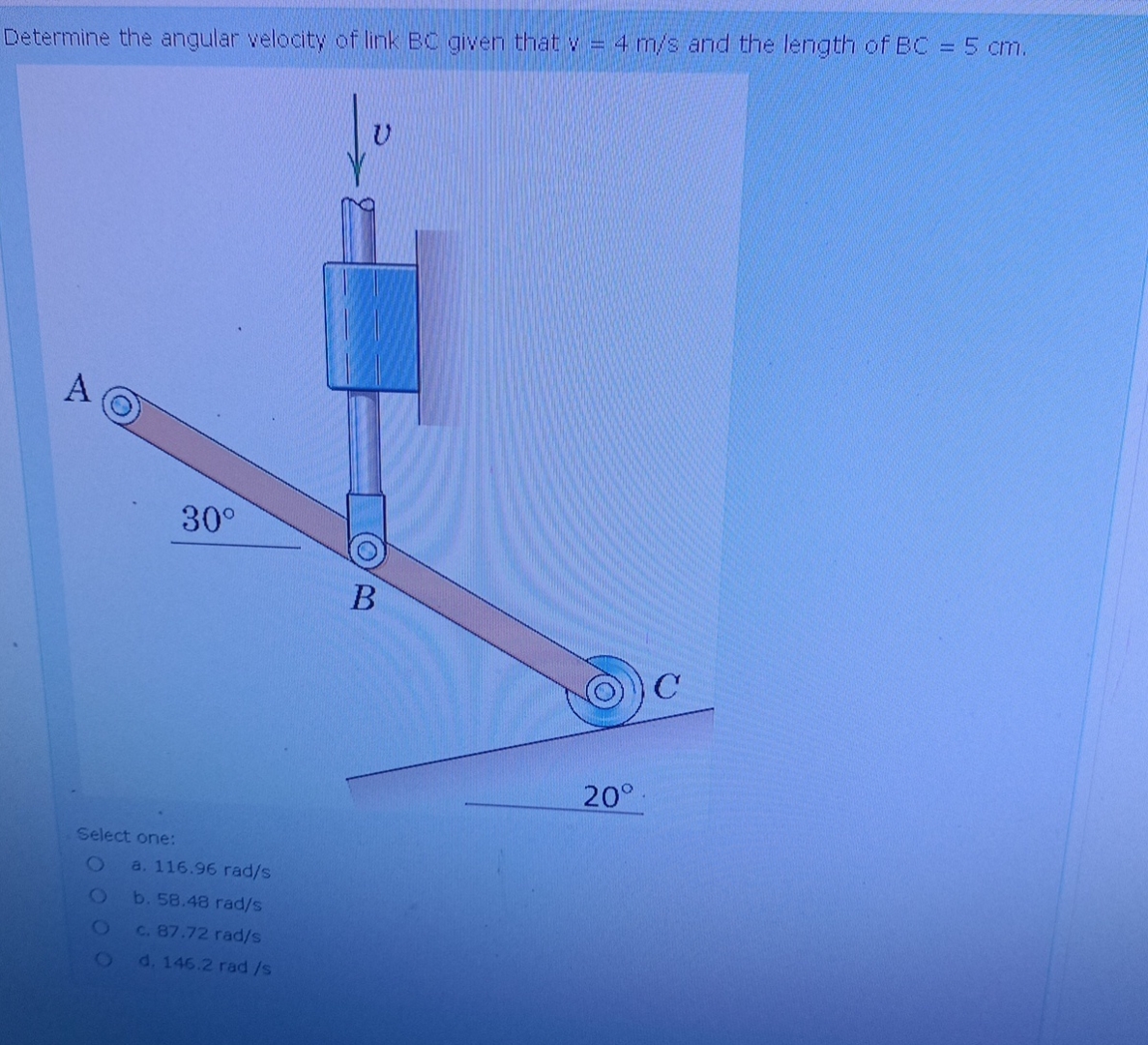 Solved Determine the angular velocity of link BC ﻿given that | Chegg.com