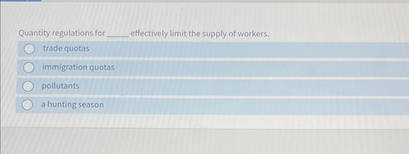 Solved Quantity regulations for effectively limit the supply | Chegg.com