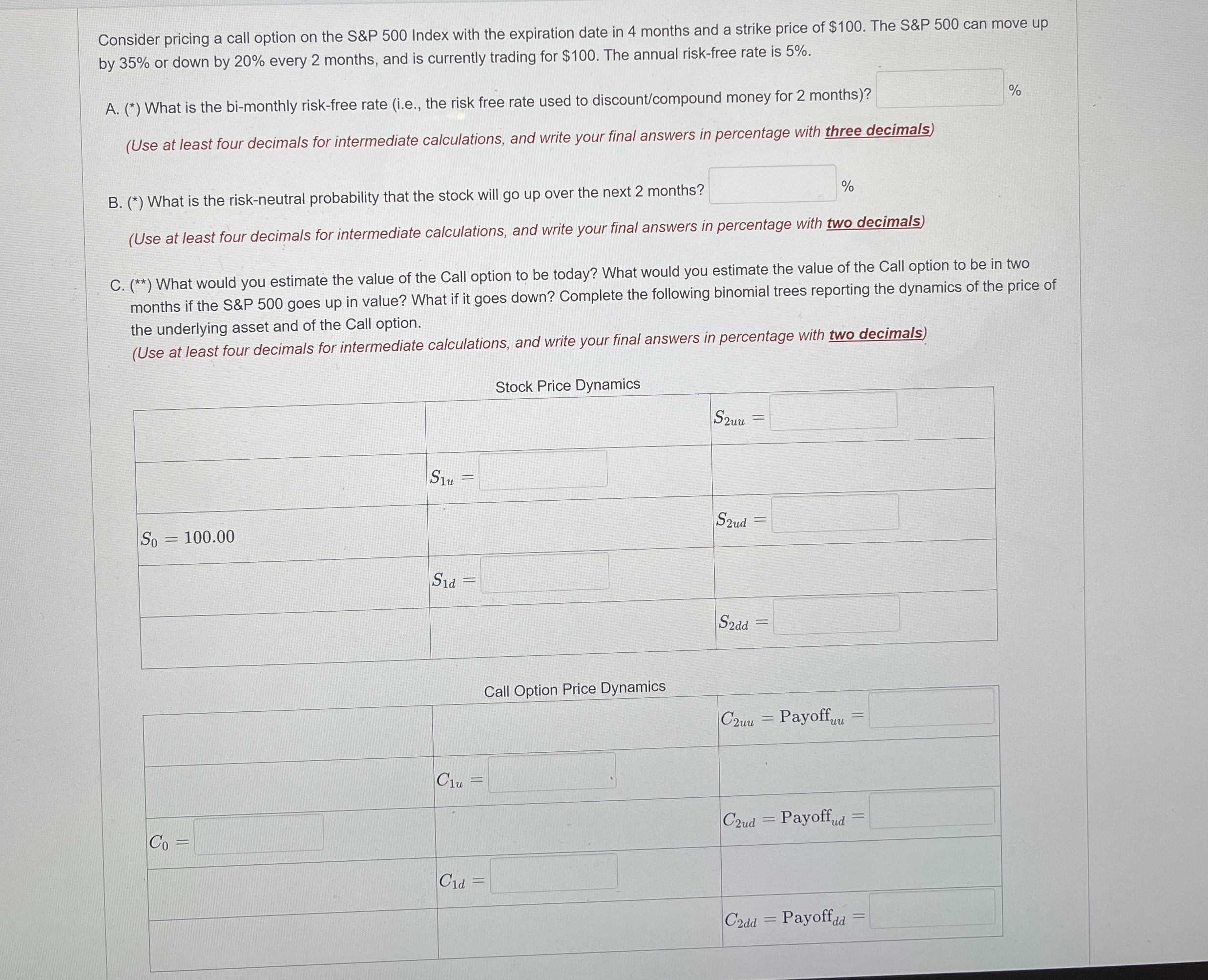 Solved Consider pricing a call option on the S&P 500 ﻿Index | Chegg.com