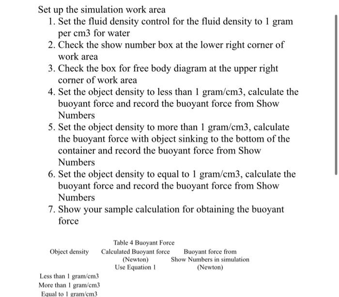 Physics lab Density and Archimedes' principle | Chegg.com