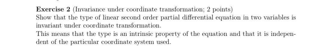 Solved Exercise 2 (Invariance under coordinate | Chegg.com