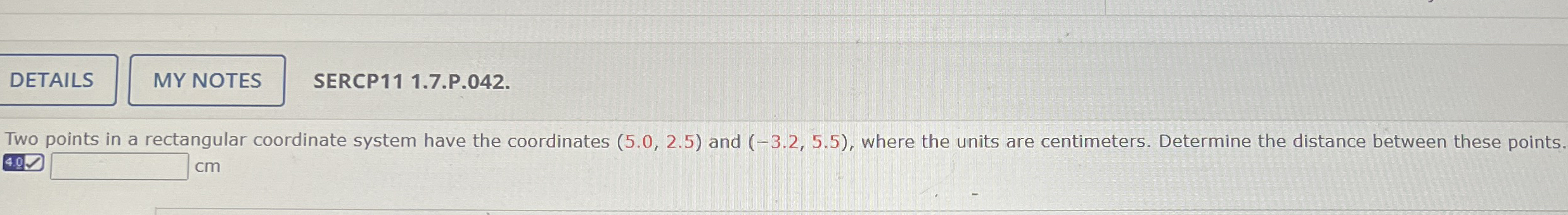 Solved SERCP11 1.7.P.042.Two points in a rectangular | Chegg.com
