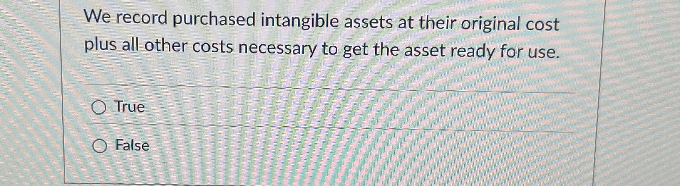 Solved We record purchased intangible assets at their | Chegg.com