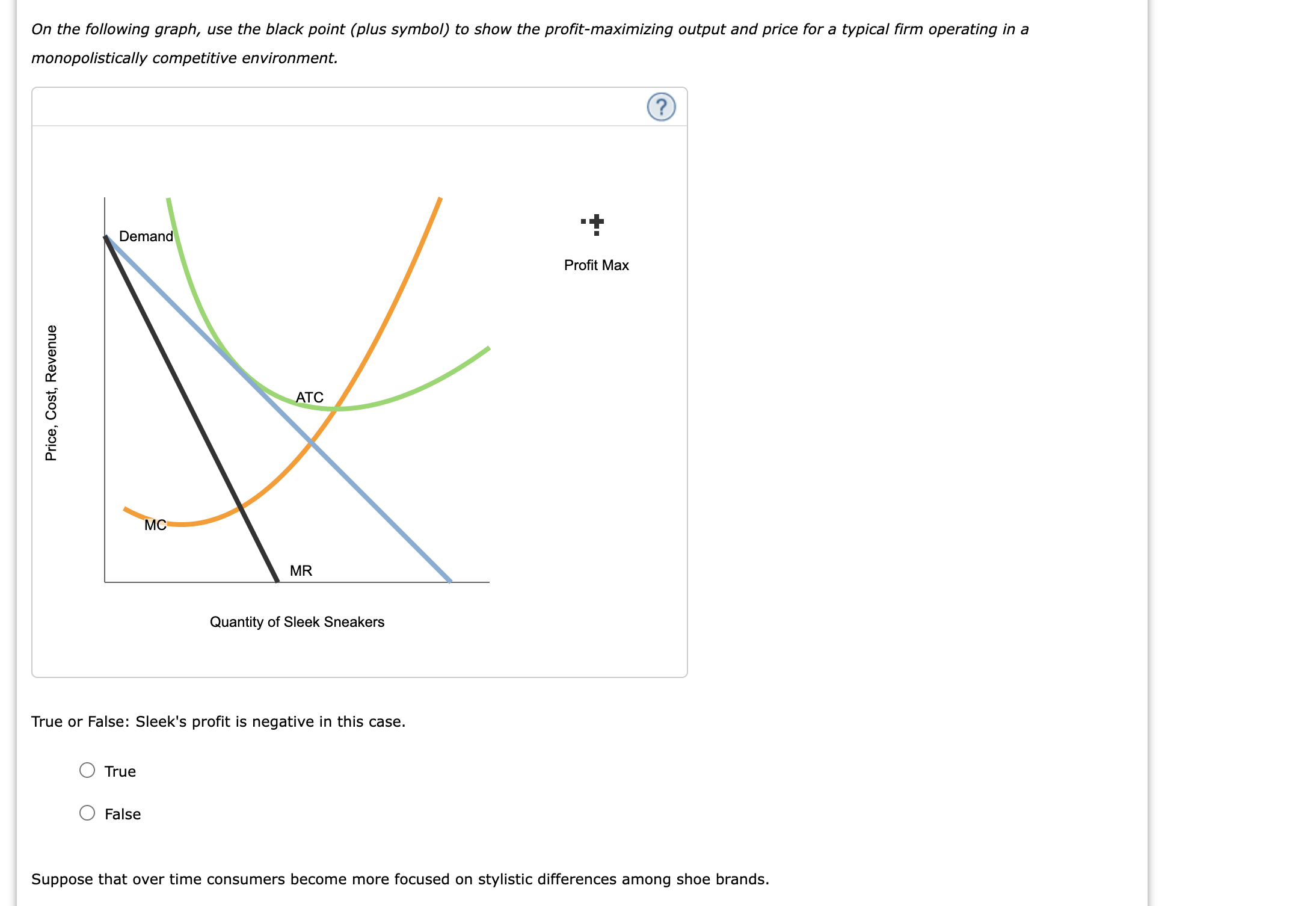 Solved On the following graph, use the black point (plus | Chegg.com