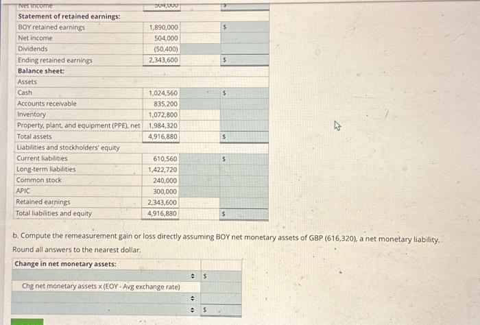 Remeasurement of financial statements Assume that | Chegg.com