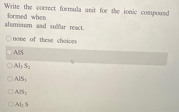 Solved Write the correct formula unit for the ionic compound | Chegg.com