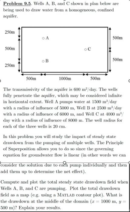 Solved Problem 9.5. Wells A, B, and C shown in plan below | Chegg.com