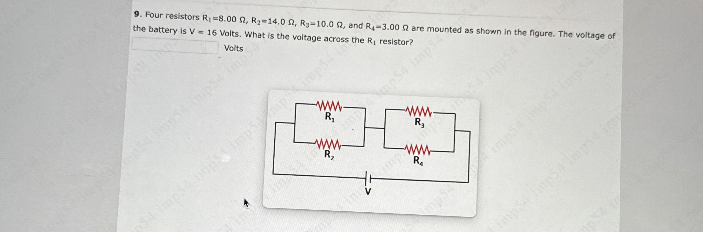 Solved Four resistors R1=8.00Ω,R2=14.0Ω,R3=10.0Ω, ﻿and | Chegg.com