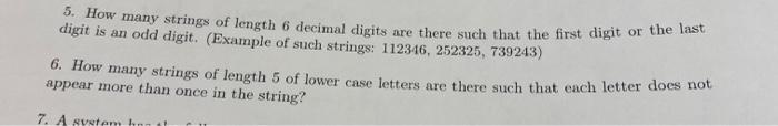 Solved 5. How many strings of length 6 decimal digits are | Chegg.com