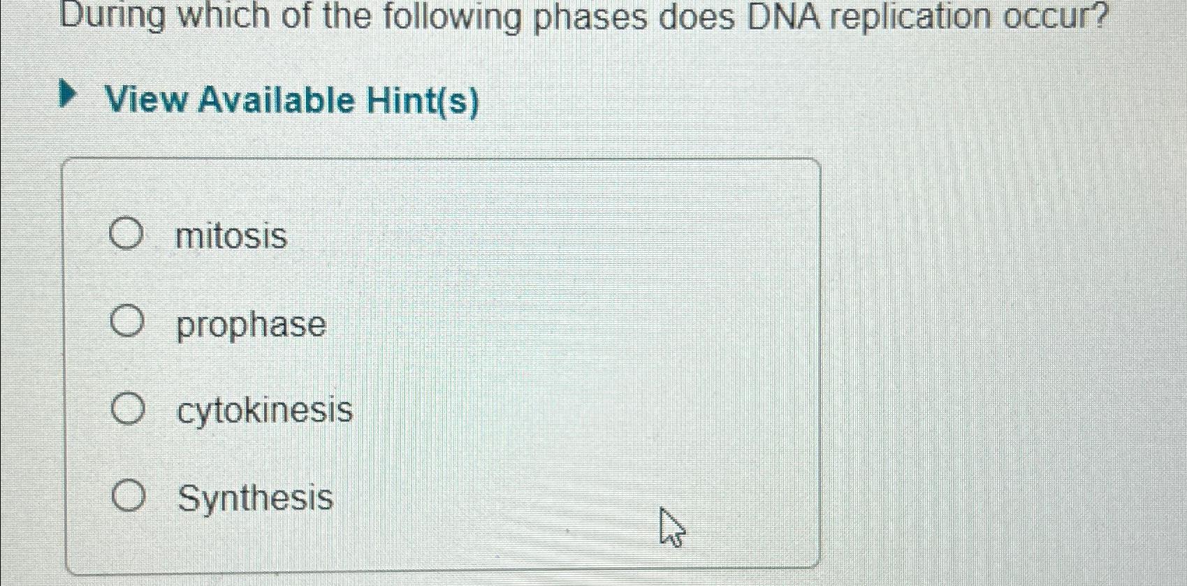 Solved During which of the following phases does DNA | Chegg.com