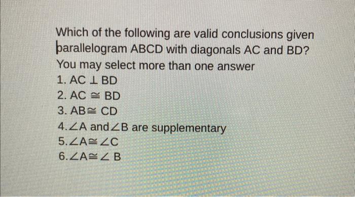 Solved Which of the following are valid conclusions given | Chegg.com