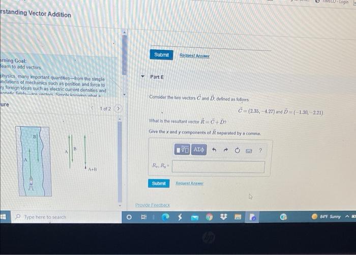 Solved SMEC Login Irstanding Vector Addition Submit Request | Chegg.com